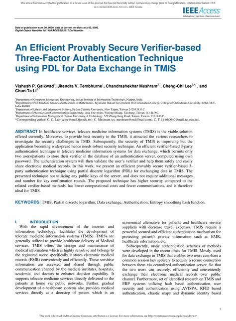 pdf an efficient provably secure verifier based three factor authentication technique using