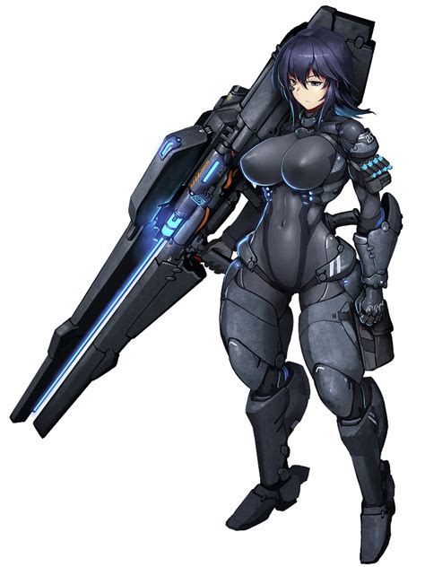 Safebooru 1girl Arm Armor Black Eyes Black Hair Bodysuit Breasts Closed Mouth Dairoku Ryouhei