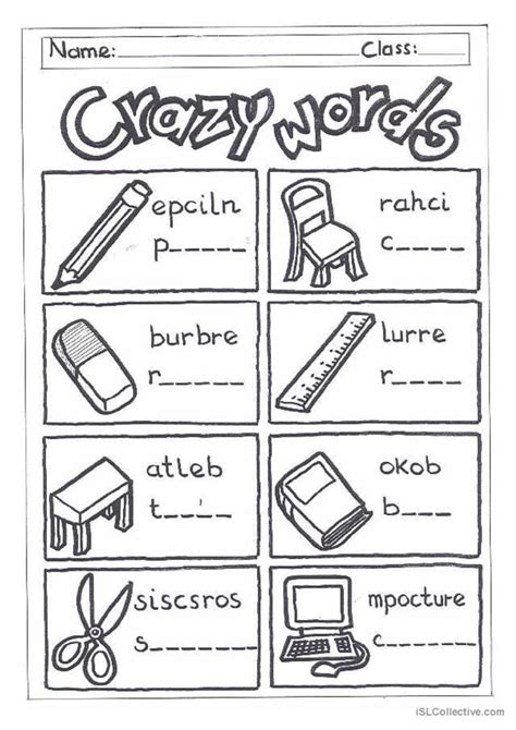 classroom objects worksheet pdf
