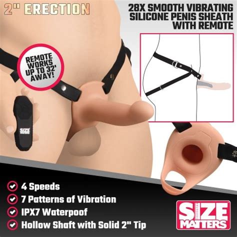 Size Matters 2 Smooth Vibrating Hollow Silicone Penis Sheath With Remote Control Vanilla