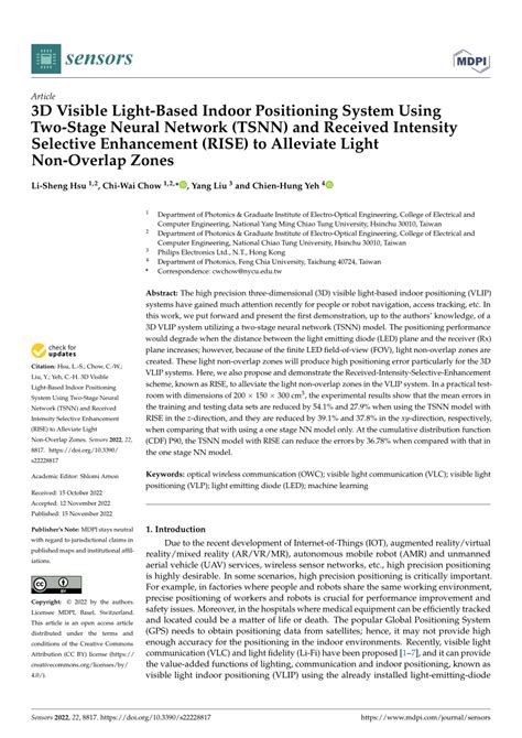 pdf 3d visible light based indoor positioning system using two stage neural network tsnn and