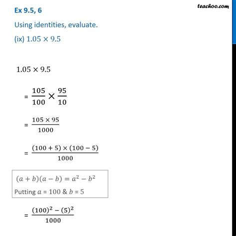 ex 9 5 6 using identities evaluate i 71 2 ii 99 2 iii 102 2