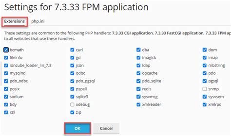 how the php extensions can be enabled or disabled using plesk whuk