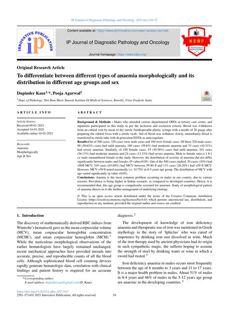 PDF To Differentiate Between Different Types Of Anaemia