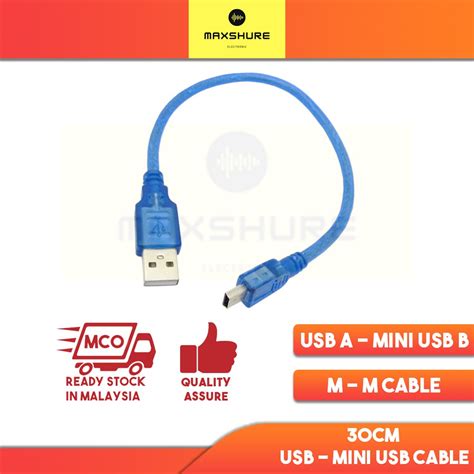 MaxShure 30CM Arduino Cable Camera Cable USB A Male To Mini USB B Male Cable Shopee Malaysia