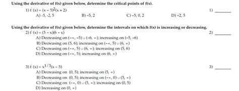 solved using the derivative of f x given below determine