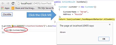 javascript aspnet mvc action method returns json data
