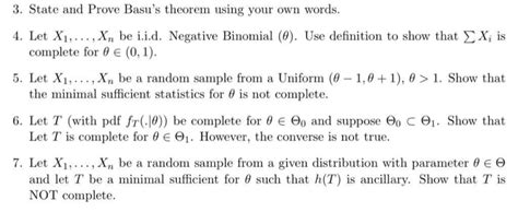 3 state and prove basu s theorem using your own