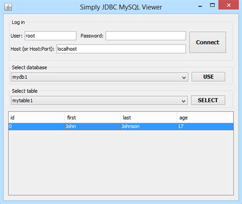 java and mysql via jdbc how to connect db get data from table and display it in jtable