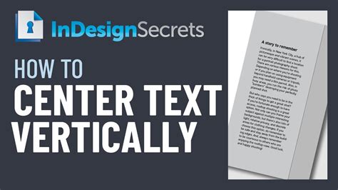 InDesign How To Center Text Vertically Video Tutorial YouTube