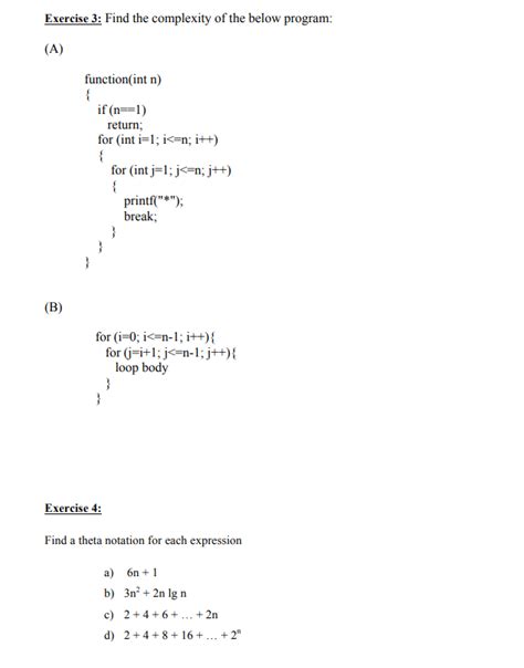 solved exercise 3 find the complexity of the below program