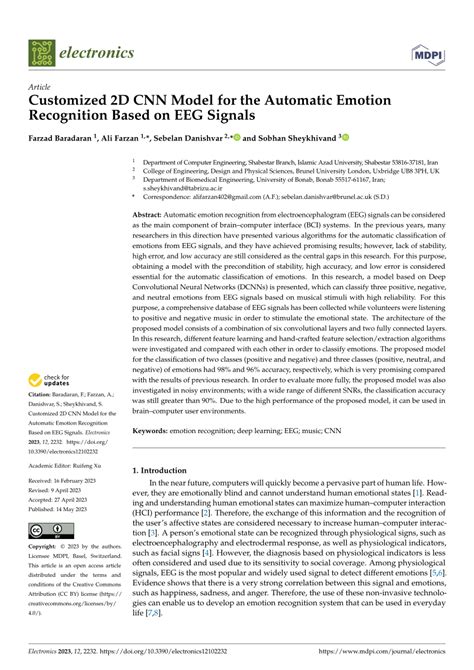 pdf customized 2d cnn model for the automatic emotion recognition based on eeg signals