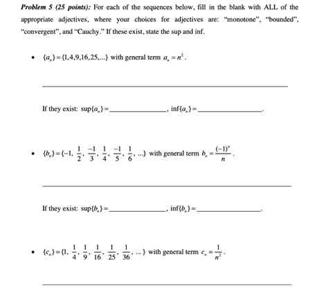 solved problem 5 25 points for each of the sequences