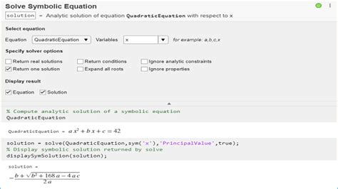 solve symbolic equations using live editor tasks video matlab