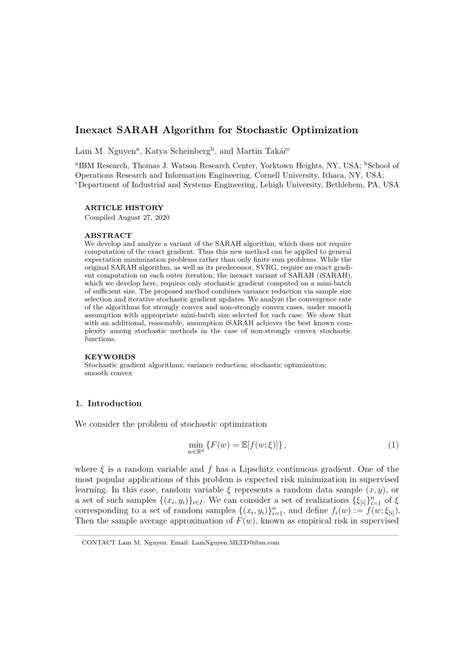 pdf inexact sarah algorithm for stochastic optimization