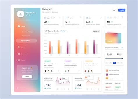 Premium Vector Ui Ux Infographic Dashboard Ui Design With Graphs