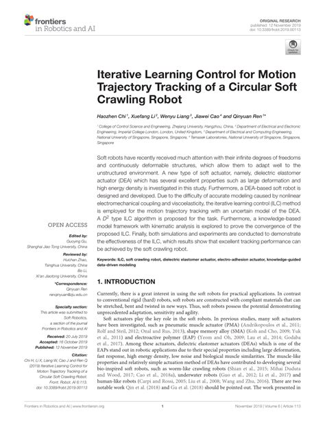 pdf iterative learning control for motion trajectory tracking of a circular soft crawling robot