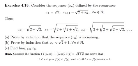 solved exercise 4 19 consider the sequence xn defined by