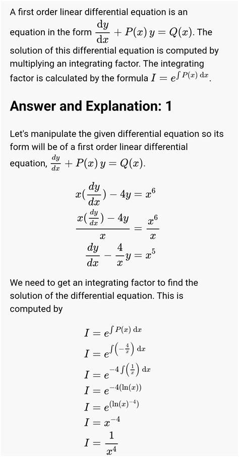 [solved] differential equation pls show solution 1 find the solution course hero