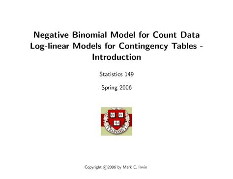 pdf negative binomial model for count data log linear models stat149 lecture