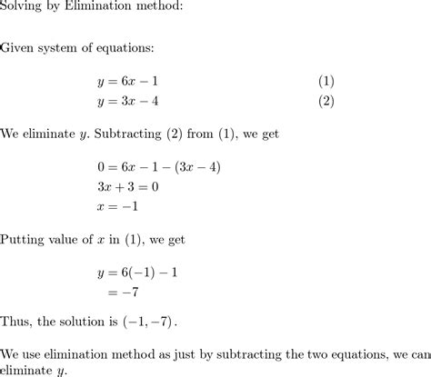 solve the system explain your choice of method y 6x 1 quizlet