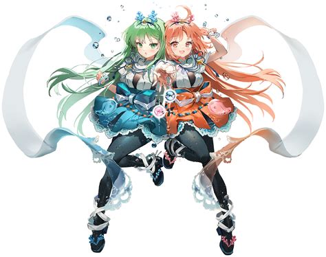 Safebooru 2girls D O Ahoge Anmi Black Pantyhose Blue Skirt Blush Bow Bracelet Breasts Fate