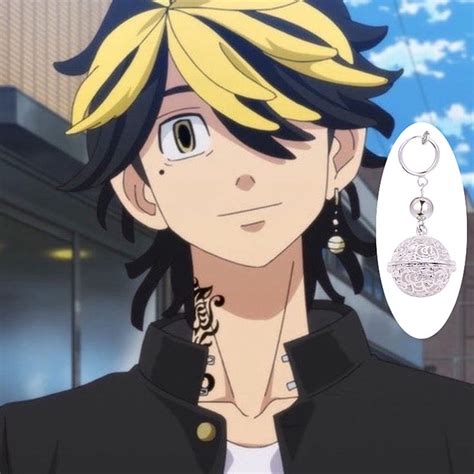 Hot Sale Anime Tokyo Revengers Kazutora Hanemiya Earrings For Women Men Hollow Ball Pendant Clip