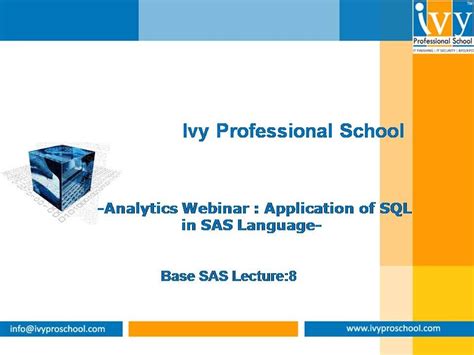 Analytics Webinar Application Of SQL In SAS Language YouTube