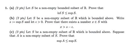 solved 1 a 2 pts let s be a non empty bounded subset of