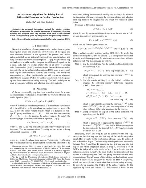 pdf an advanced algorithm for solving partial differential equation in cardiac conduction