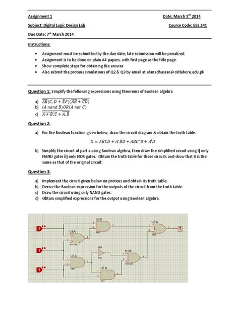 digital logic design assignment pdf