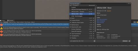 vrc sdk can not be loaded because of unity mathematics help vrchat ask forum