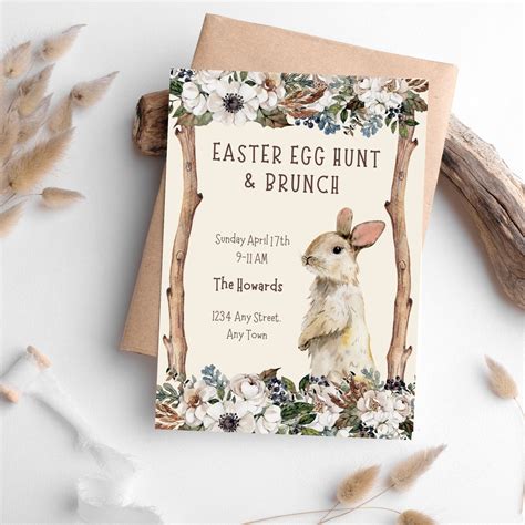 Editable Easter Brunch Egg Hunt Invitation Easter Event Invite